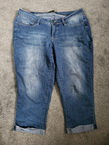 Women's Secret David Vered Cuffed Medium Faded Capri Stretch Jeans Size ...