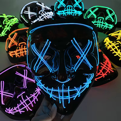 Luminous Led Purge Face Mask Glowing Masks Halloween Costume Props Neon ...