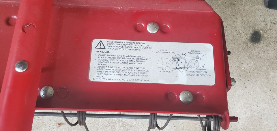 SNAPPER THATCHERIZER 21" DETHATCHER OEM STEEL DECK WALK BEHIND MOWER ...