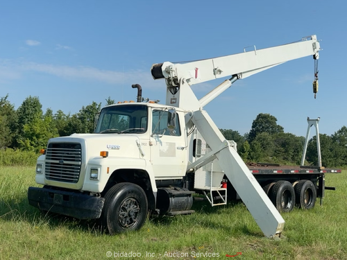Ford L8000 T/A 22 Ton Truck Crane 140' Boom Flatbed Lift Outriggers ...