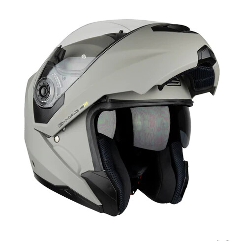 GMAC AXIS EVO MATT GREY MODULAR FLIP FRONT MOTORCYCLE HELMET WITH SUN ...