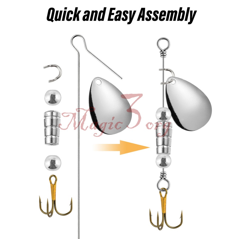 140pcs Fishin Spinner Lure Making Kit tInline Spinnerbait Blade Beads ...