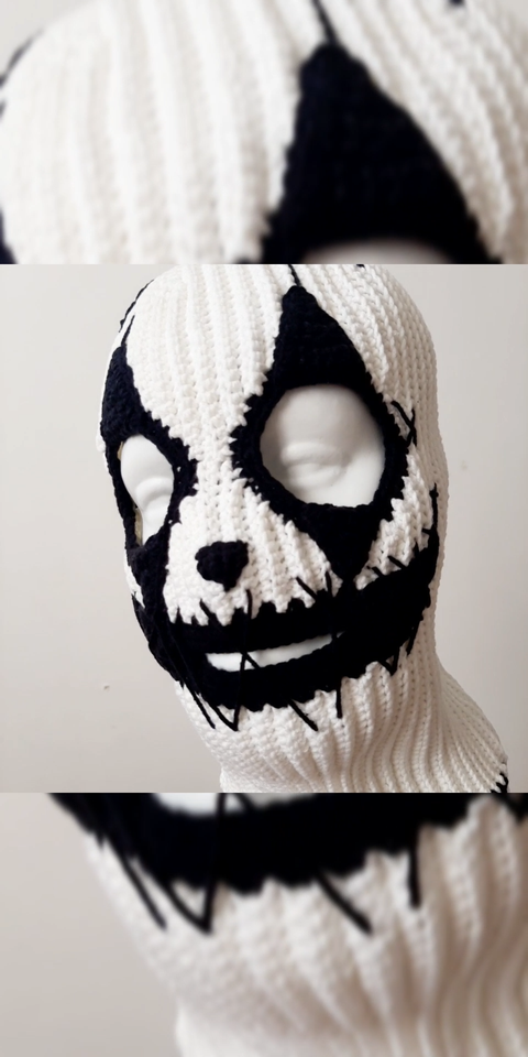 Creepy ghost face balaclava Baddie gangsta 3 hole ski mask Clown ...