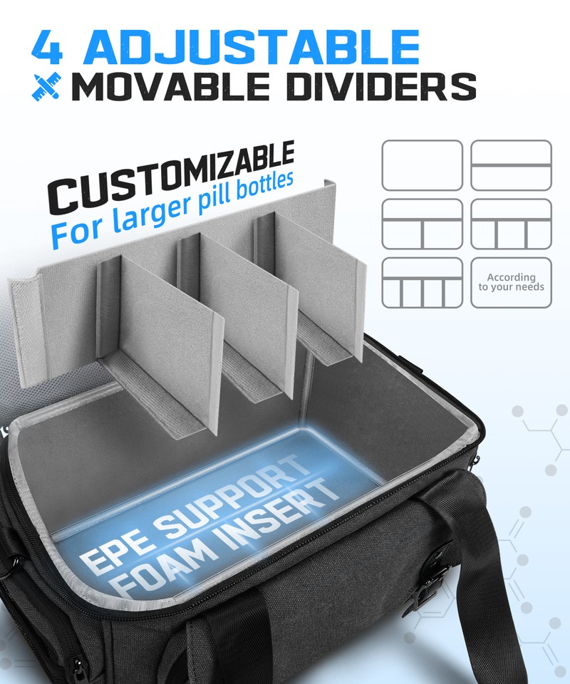 Dual Layers Medicine Organizer Bag Portable Medicine Pill Bottle ...