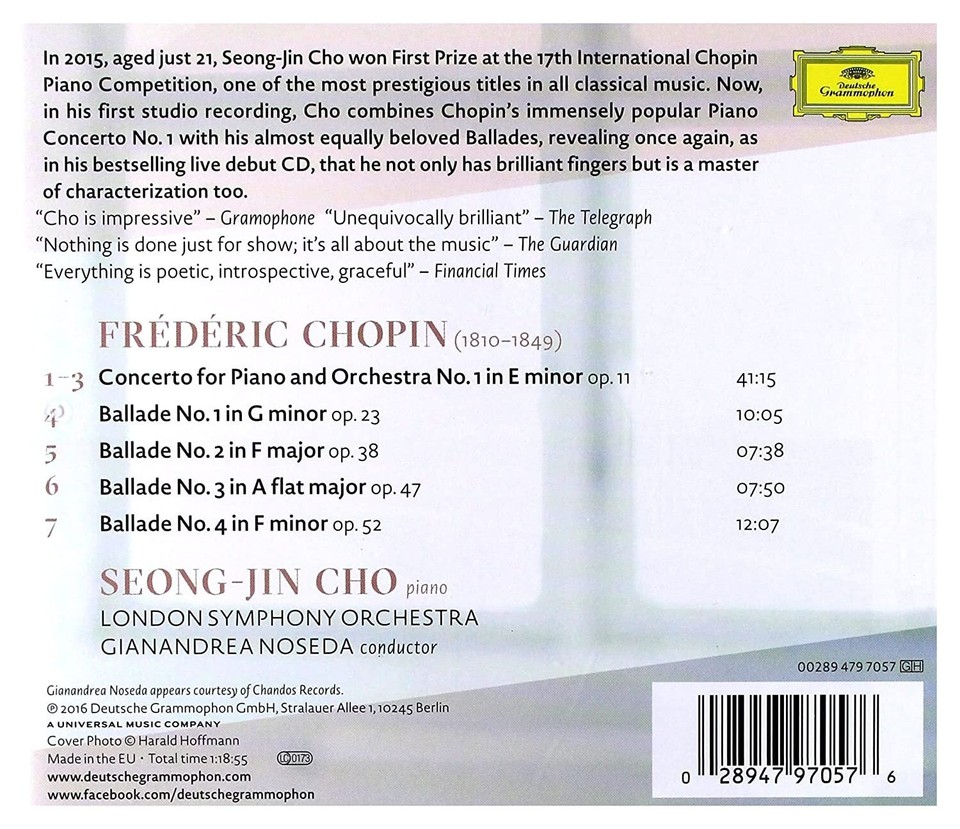 Signed by SEONG-JIN CHO Chopin Piano Concerto No.1 & Ballades DG CD New ...
