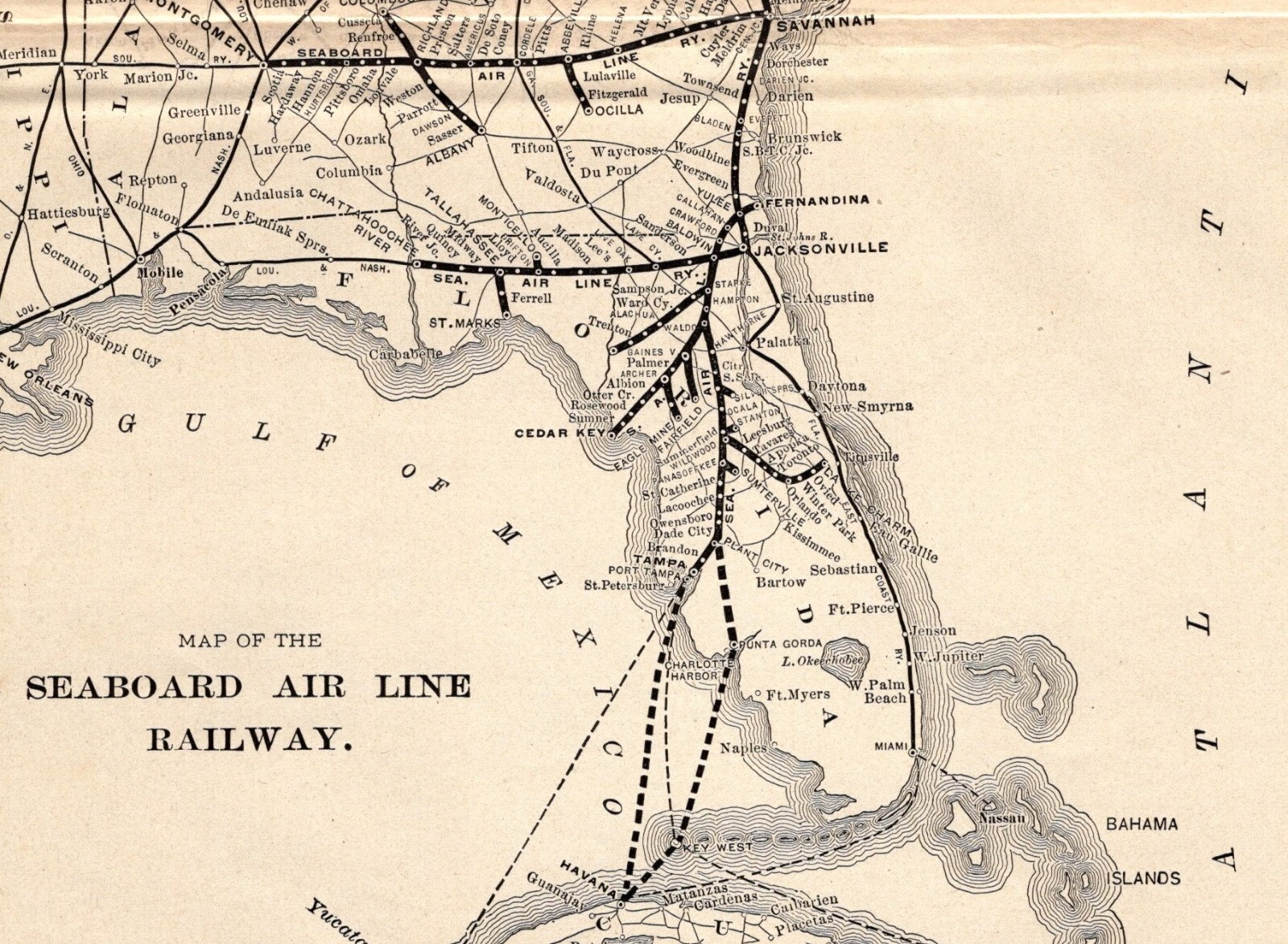 1901 Antique Seaboard Air Line Railway Map Seaboard Airline Railroad ...