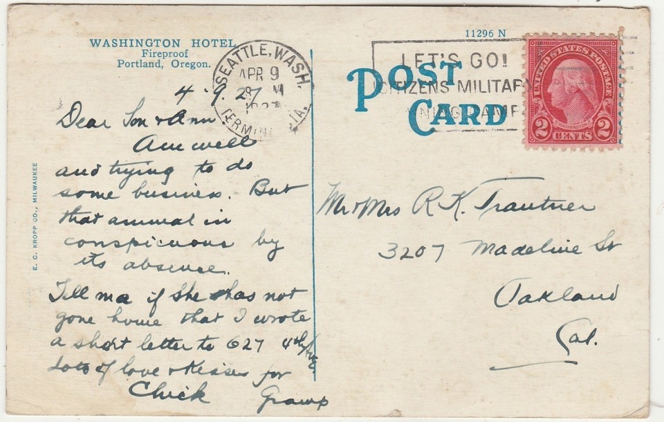 Main Corridor Leading To Lounge-Washington Hotel-Portland-Oregon-Or | eBay