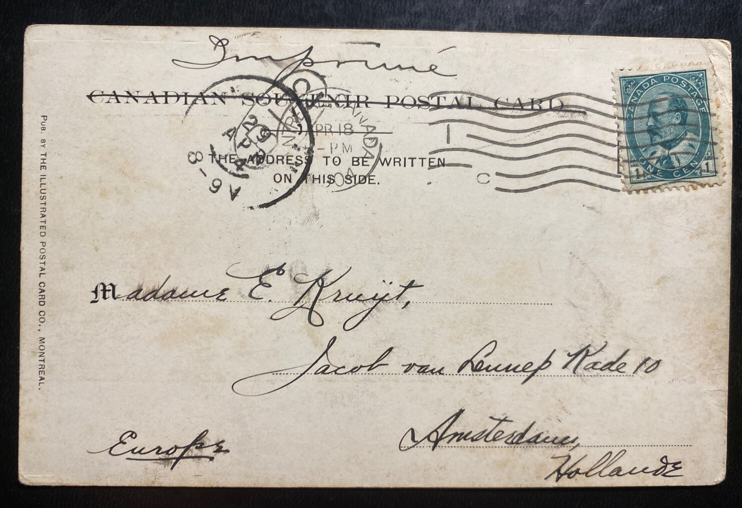 1904 Montreal Canada RPPC Postcard Cover To Amsterdam Holland Arta ...