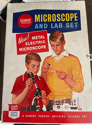 Vintage Gilbert Microscope and Lab Set in Original Metal Box Child's ...