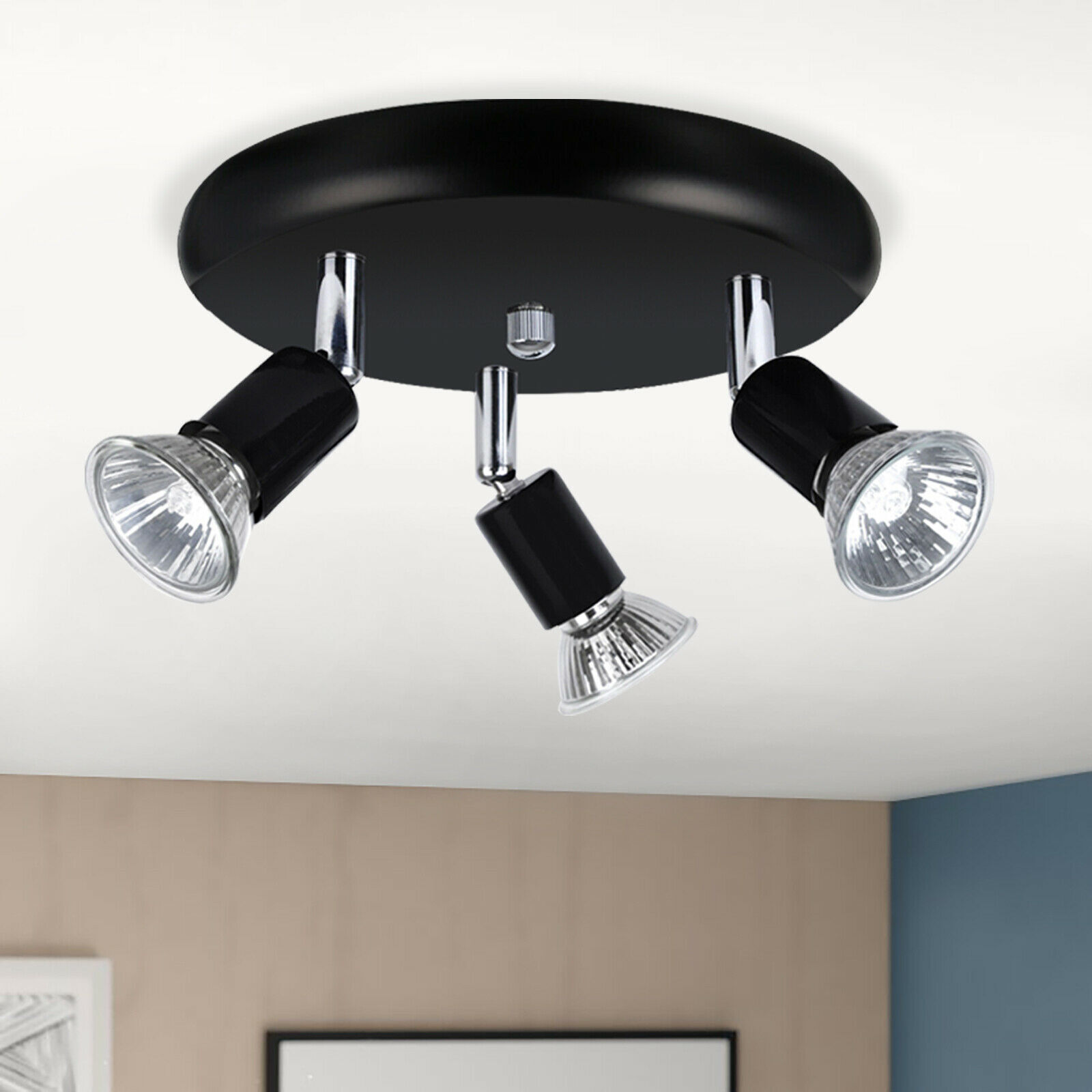Modern 3 Way Ceiling Lights Adjustable LED GU10 Lamp Kitchen Spotlight ...