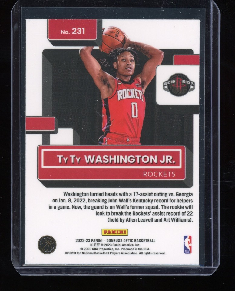 TyTy Washington Jr. 2022-23 Panini Donruss Optic RATED ROOKIE #231 ...