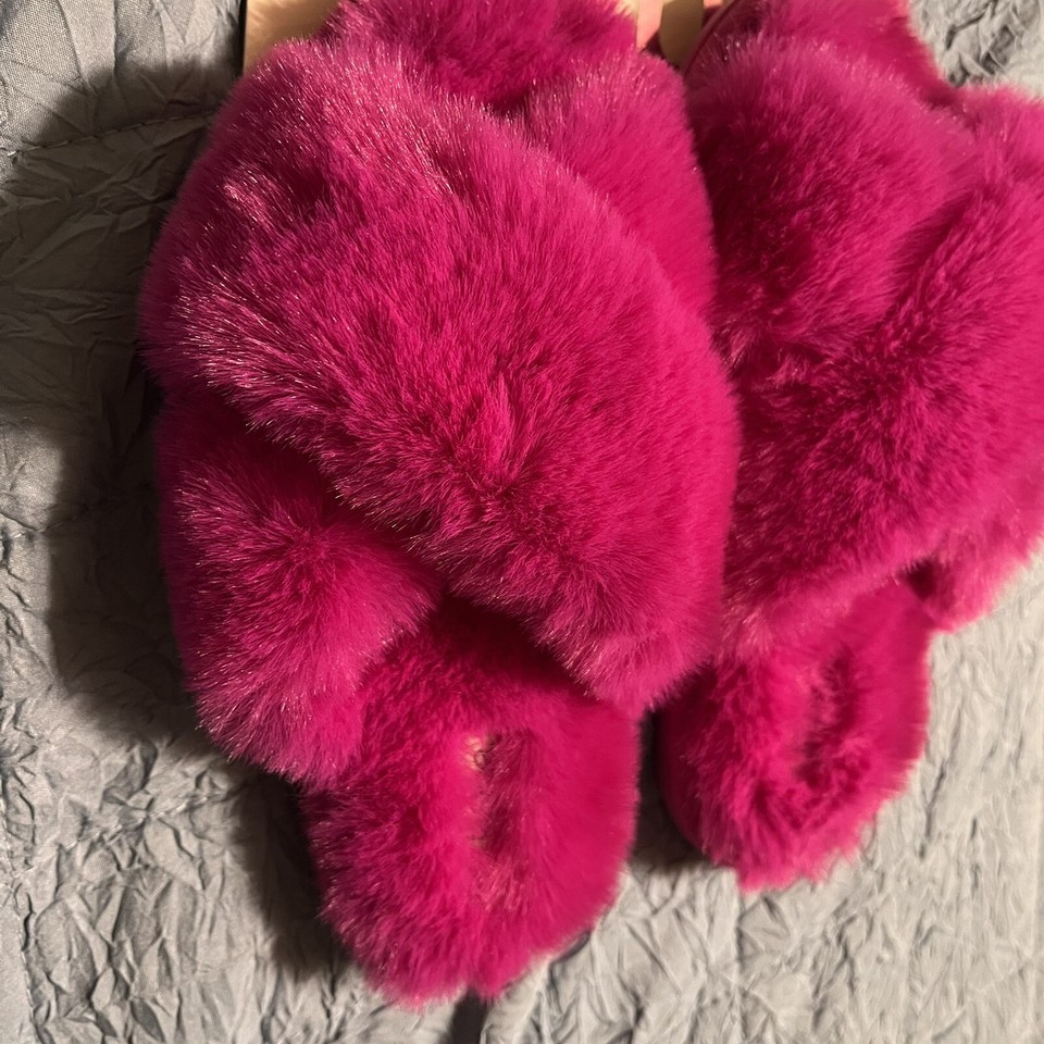 NWT KOOBA WOMEN'S FAUX FUR SLIPPERS SHOE SIZE 5/6 Small Pink Fuchsia ...