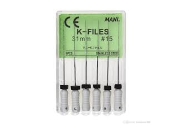 Mani MK3120 K-File with Plastic Handle & Endo Stop 31mm 0.02 Taper #20 ...