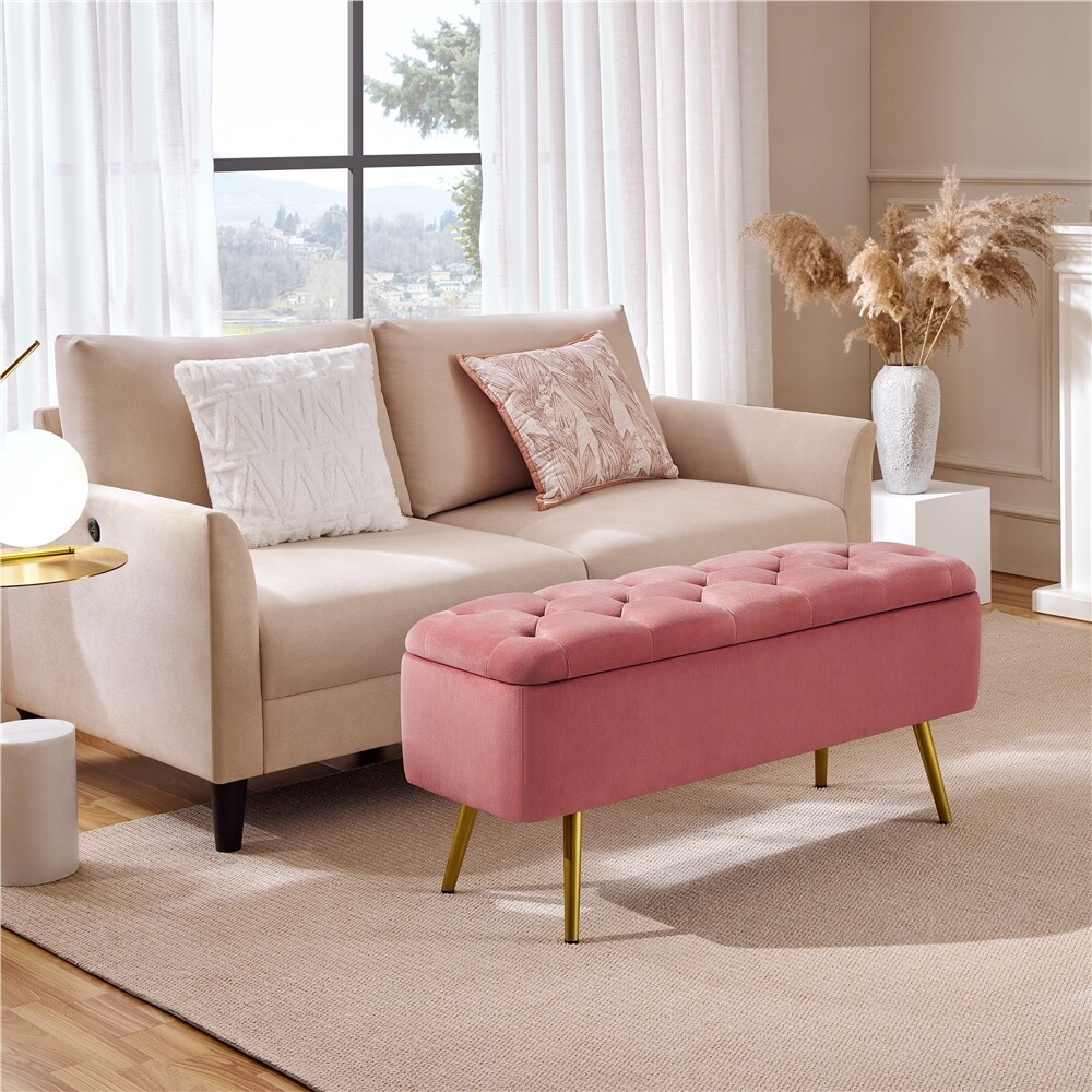 Modern Ottoman Footstool Bench with Storage Bench, Upholstered Bedroom ...