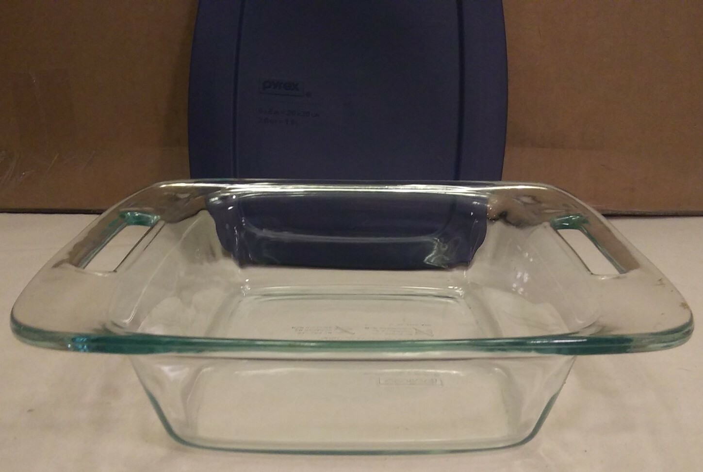 Pyrex Square Baking Dish with Handles Clear Glass tint / Blue 8" x 8" 2 ...