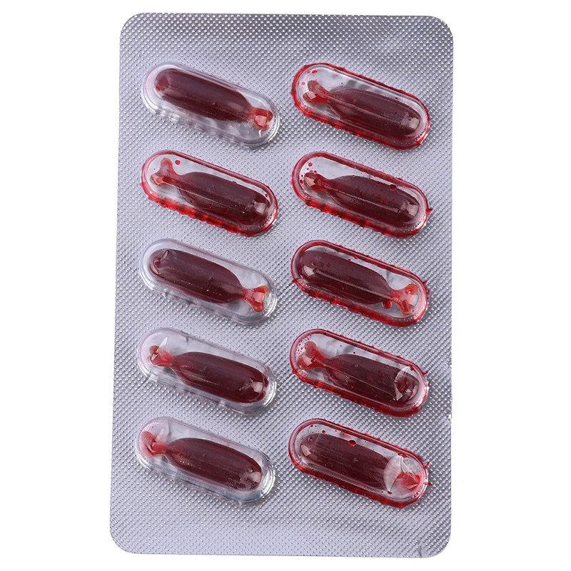 10Pcs Fake Blood Pill Vampire Toy Capsules Horror Funny Toy Halloween ...