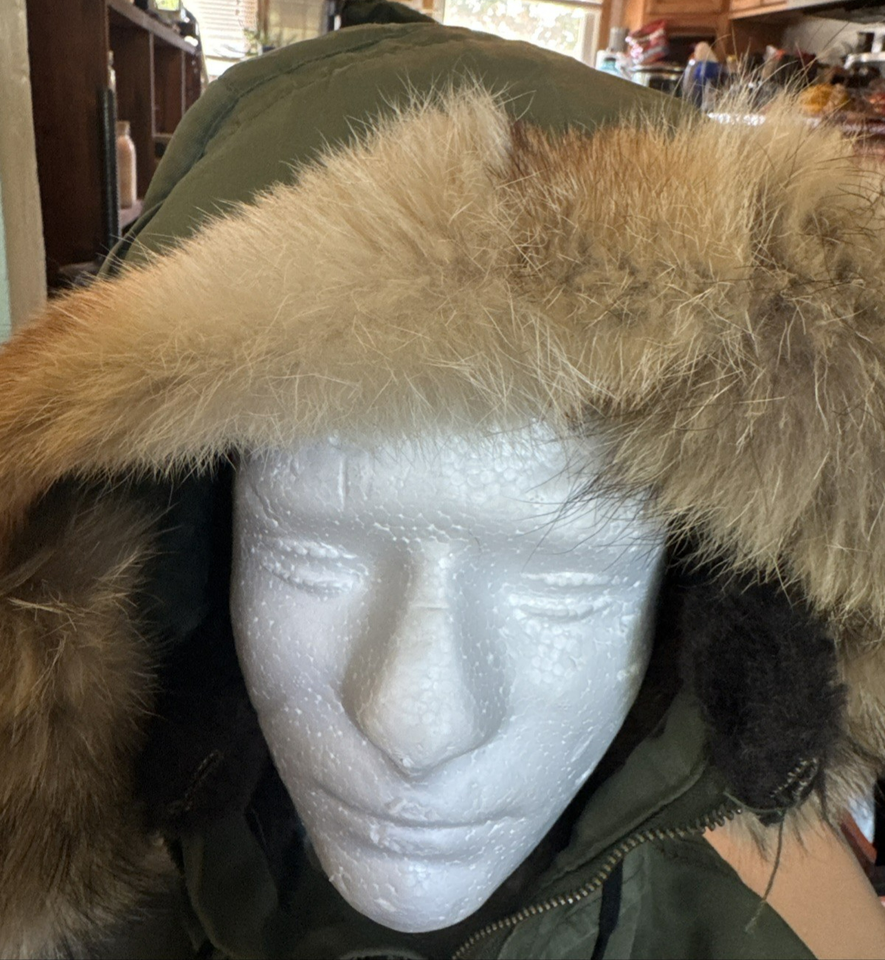 Vintage Military Winter Flying Hood Fur Trimmed Outershell MIL-H-18374A ...