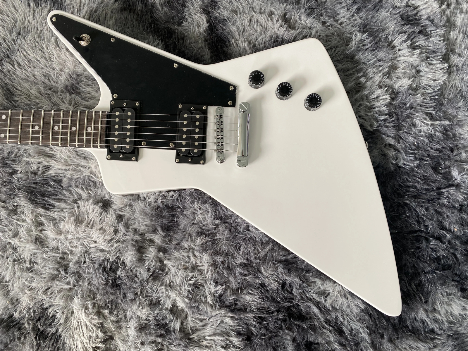 Factory Customized Electric Guitar Explorer White Color Black Hardware ...
