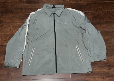 Nike Jacket Men XL Green Lightweight Windbreaker Track Full Zip Logo ...