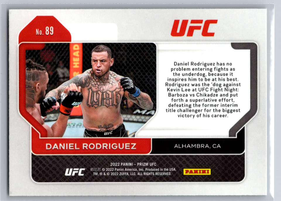 Daniel Rodriguez 2022 Panini Prizm UFC Rookie Card RC #89 Welterweight ...