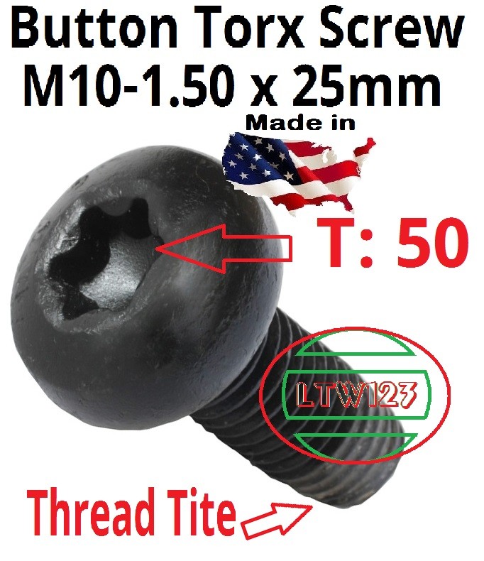 (2 Pcs) M10-1.50 x 25mm Button Torx Screws | eBay
