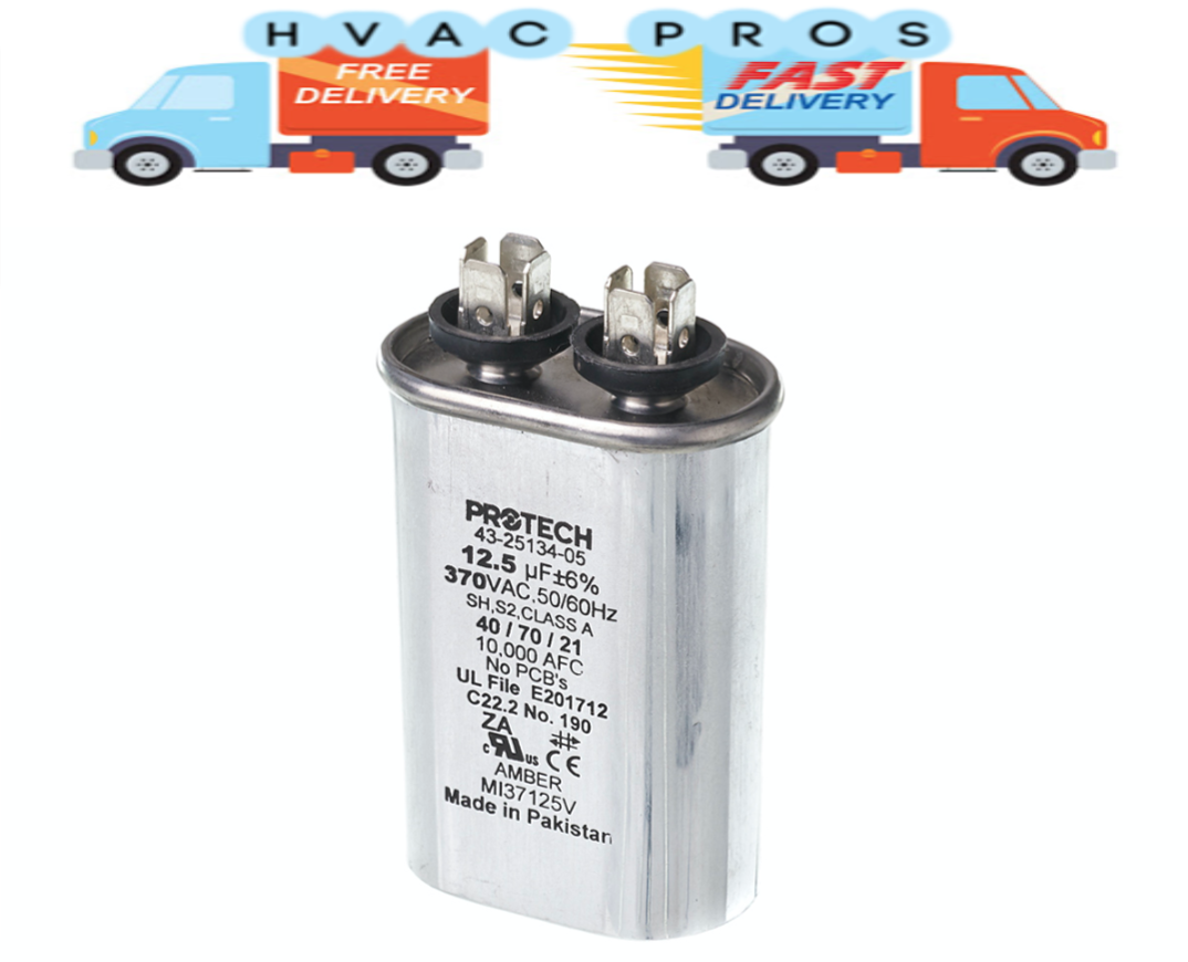 OEM Rheem Ruud Protech Oval Capacitor 12.5 uf 370 Volt 43-100496-38 43 ...