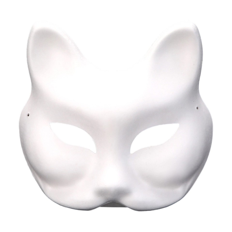 Cat Mask Therian Masks White Cat Fox Masks Blank DIY Halloween Animal ...