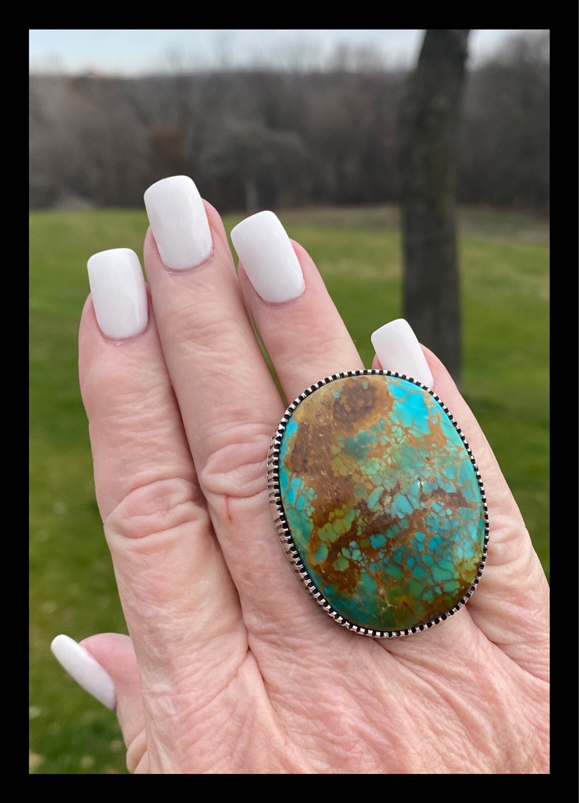NAVAJO~HUGE ~KINGMAN TURQUOISE ~SINGLE STONE~RING~ROBERT LIVINGSTON | eBay