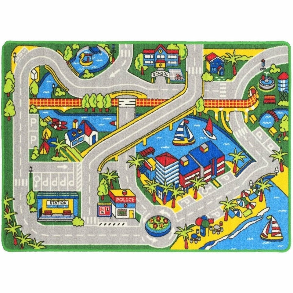 Kids Car Road Rugs City Map Play mat for Classroom/Baby Room Non-Slip ...