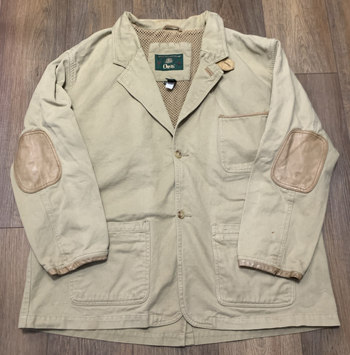 Orvis Zambezi Twill Hunting Fishing Coat Mens XL Leather Trim Outdoor ...