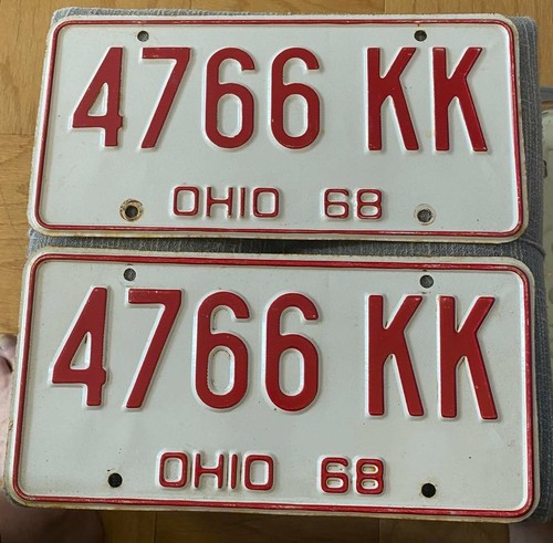 Ohio 1968 License Plate PAIR # 4766 KK | eBay