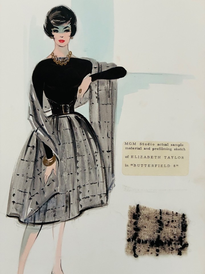 MGM Original Costume Sketch Elizabeth Taylor BUTTERFIELD 8 Helen Rose ...