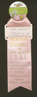 A33 - REBEKAH ASSEMBLY OF NEW MEXICO I.O.O.F. ALBUQUERQUE 1940 RIBBON ...