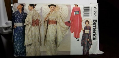 Butterick 6698 Pattern Japanese Kimono Robe Obi & Sash Costume Adult XS ...