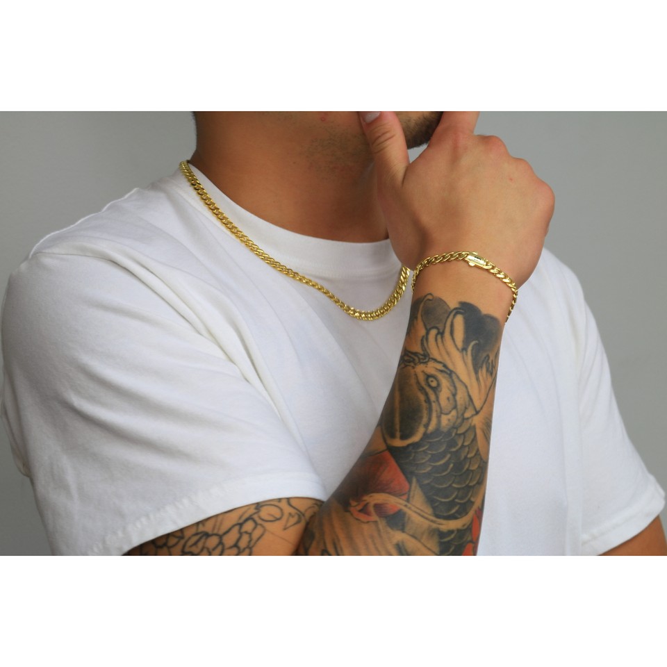 10K Yellow Gold Miami Cuban 5mm Monaco Chain Bracelet Mens Womens 6" 7 ...