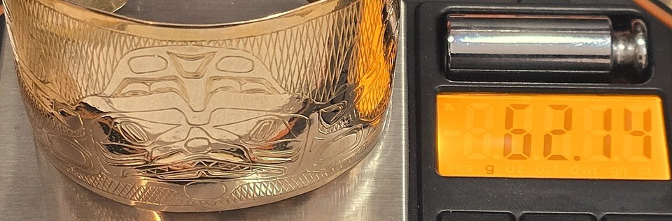 Vintage 1987 10-14kt Gold Cuff Bracelet Tlingit Artist Gene Chilton 2 ...