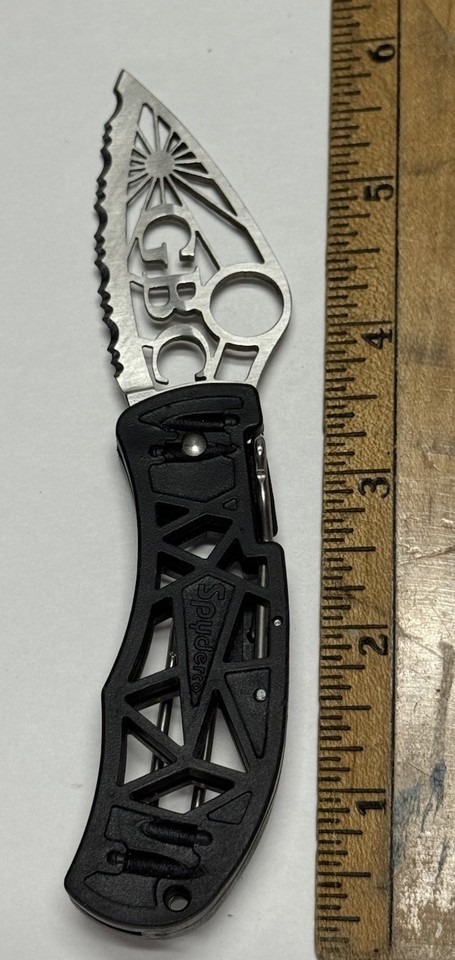 Spyder Co GBC Folding Pocket Knife Serrated Cut Out Sun Design | eBay