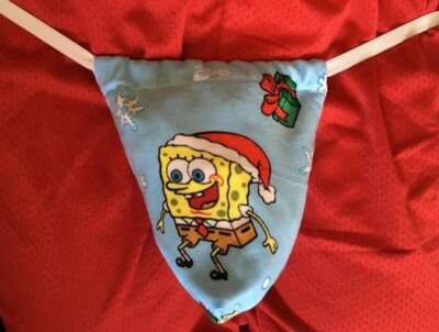 New Mens Blue CHRISTMAS SPONGEBOB SQUAREPANTS Gstring Thong Male Sexy ...