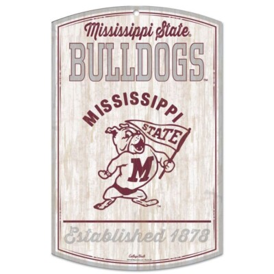 Mississippi State Bulldogs Throwback NCAA 17" x 11" Wood Indoor Sign ...
