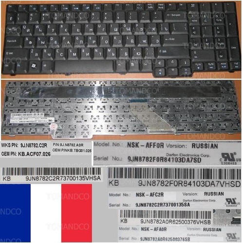 Tastiera qwerty Russo Acer AS7000 7000 9400 9J.N8782.F0R NSK-AFF0R NSK ...