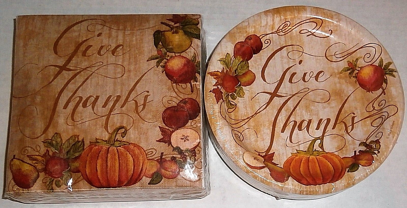 THANKSGIVING Paper Plates & Napkins FRUITFUL THANKS | eBay