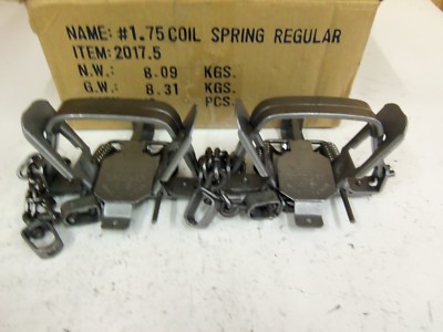 2 Bridger #1.75 Coil Spring Traps Raccoon Fox Bobcat Trapping | eBay