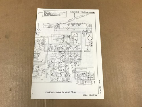Vintage Photofact Folder - 802-13S- Panasonic Color TV Model CT-66 ...