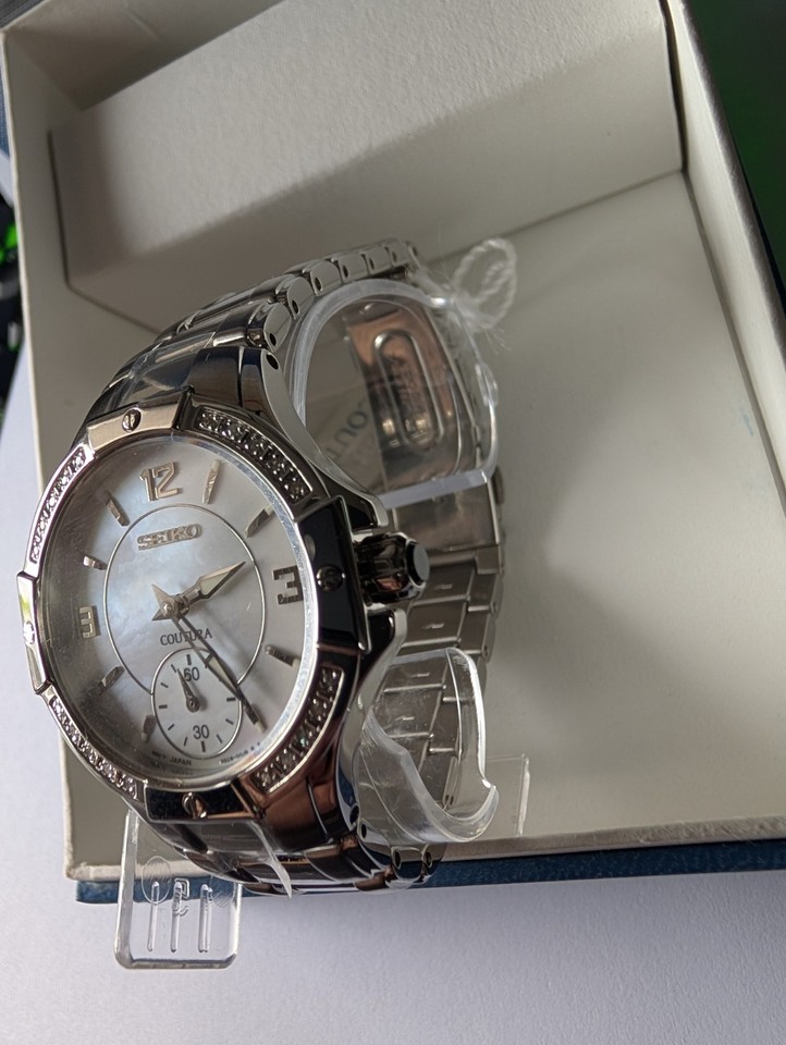 SEIKO COUTURA LADIES SS WATCH *NEW* SRKZ91 Mother Of Pearl Dial Check ...