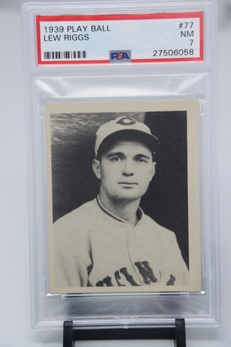 1939 Play Ball LEW RIGGS #77 Baseball Card PSA GRADED NM 7 Cincinnati ...