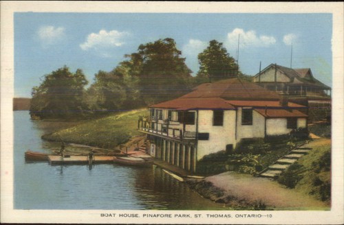 St. Thomas Ontario Pinafore Park Boat House Postcard c1940 | eBay