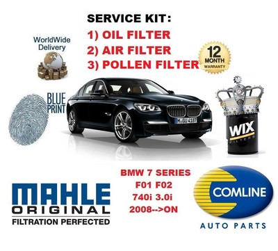 FOR BMW 7 SERIES F01 F02 740 3.0 2008-->ON OIL AIR POLLEN FILTER ...
