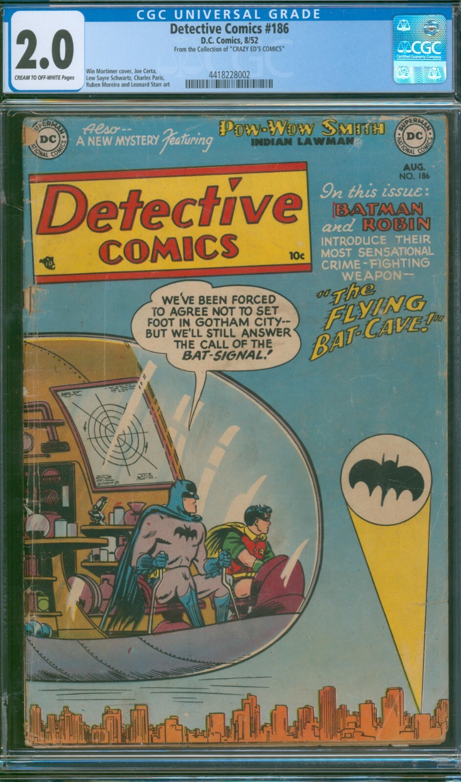Detective Comics #186 ⭐ CGC 2.0 ⭐ Flying Bat-Cave Golden Age Batman DC ...