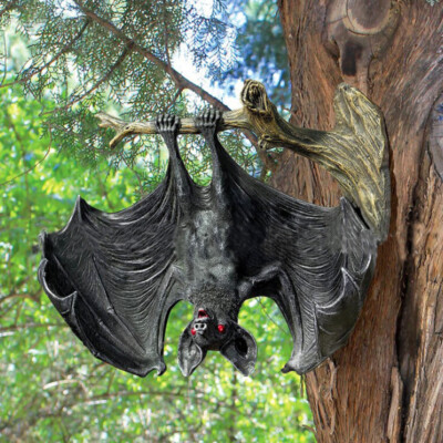 Halloween Garden Inverted Bat Decoration Night Demon Vampire Bat Statue ...