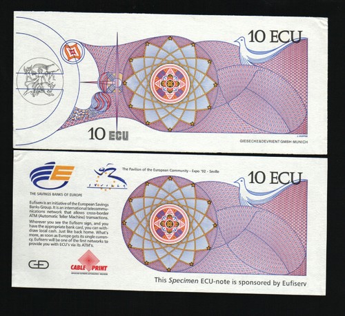 10 ECU 1992 Seville Expo Spain Commemorative UNC Giesecke & Devrient ...